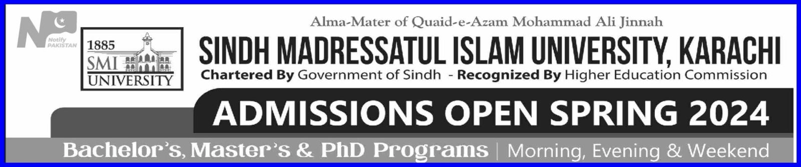 Sindh Madressatul Islam University (SMIU) Admissions 2024 Online Apply ...