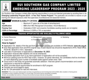 SSGC Emerging Leadership Program 2023-2025 Online Apply | Two Year ...