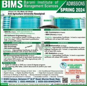 Barani Institute Of Management Sciences BIMS Rawalpindi Admissions 2024 ...