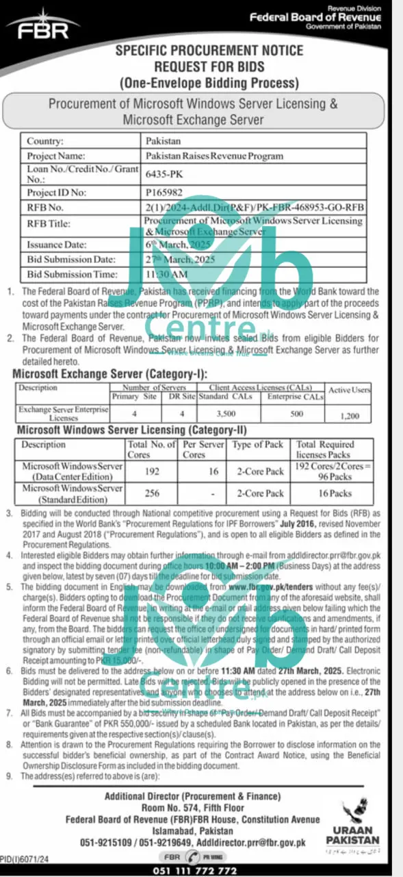 Latest Federal Board of Revenue FBR Jobs 2025 - Notify Pakistan